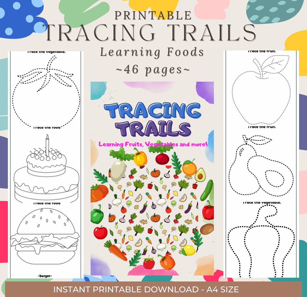 Tracing Trails (worksheet) - Learning Foods / for Little Learners ...