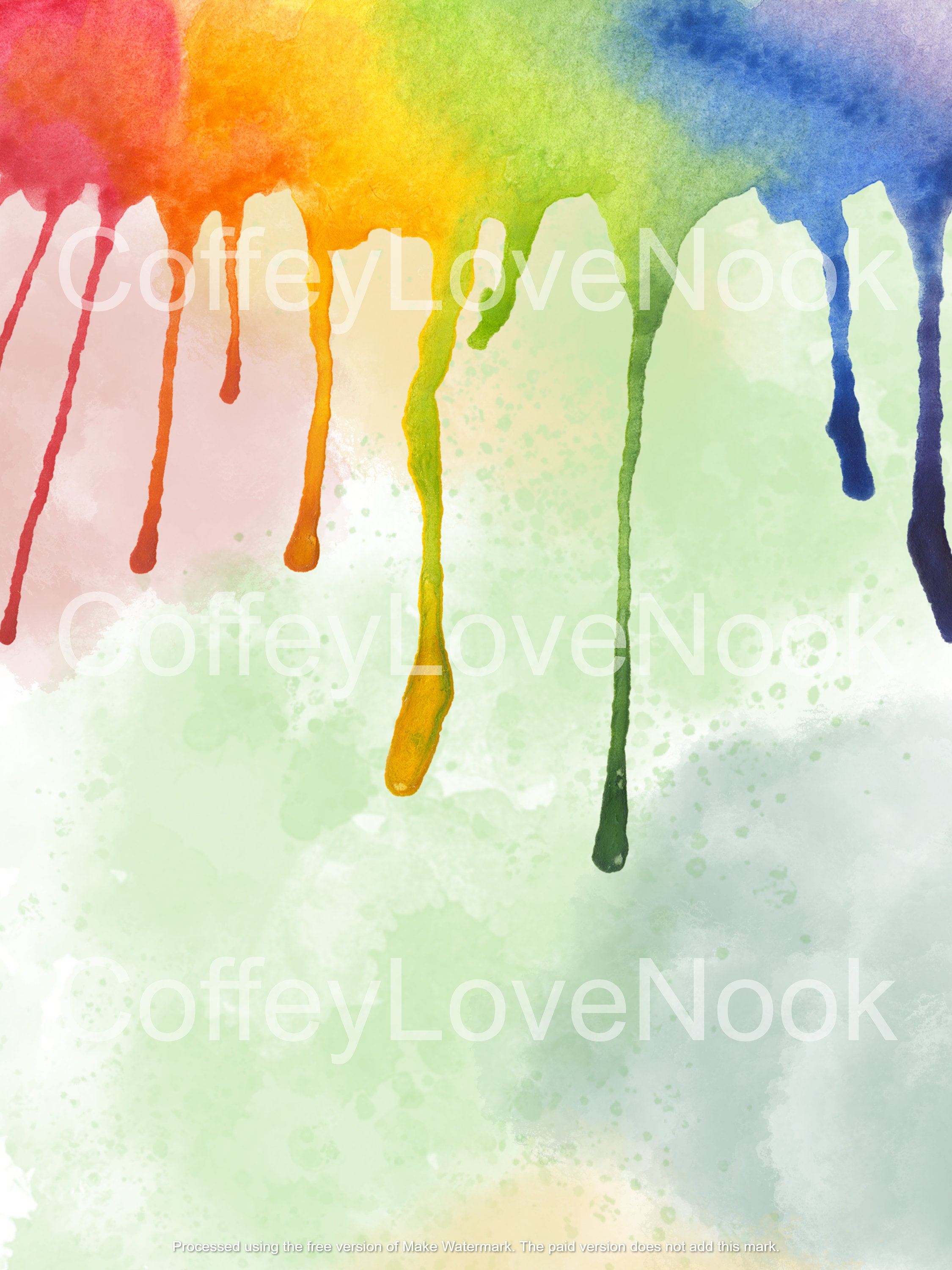 Rainbow Drips Watercolor Digital Print Art, Home Wall Poster Art Deco ...