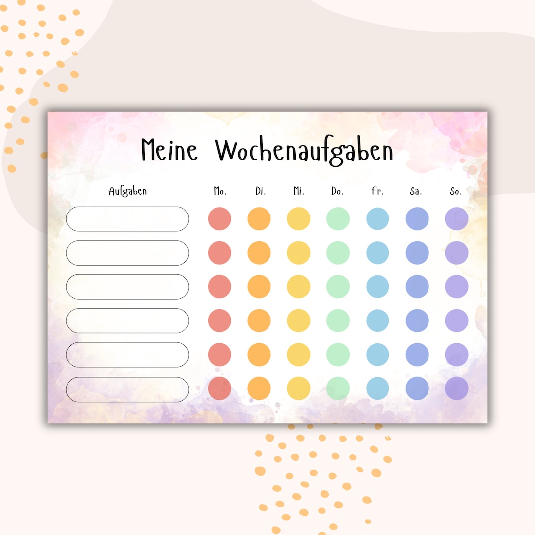 Weekly Schedule for Children in A5 | Task List as PDF | Learning Aid as ...