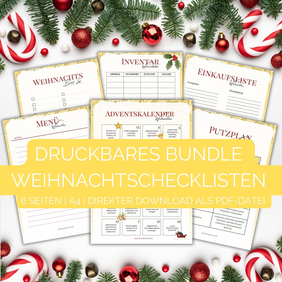 Christmas Planner Bundle in Gold A4 Printable Christmas Lists for ...