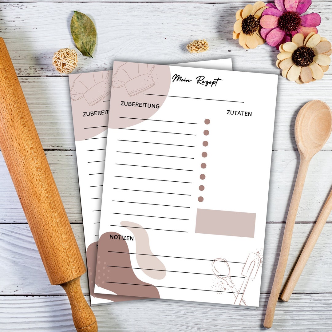 Modèle de recette au format DIN A4 à écrire soi-même Mes recettes ...