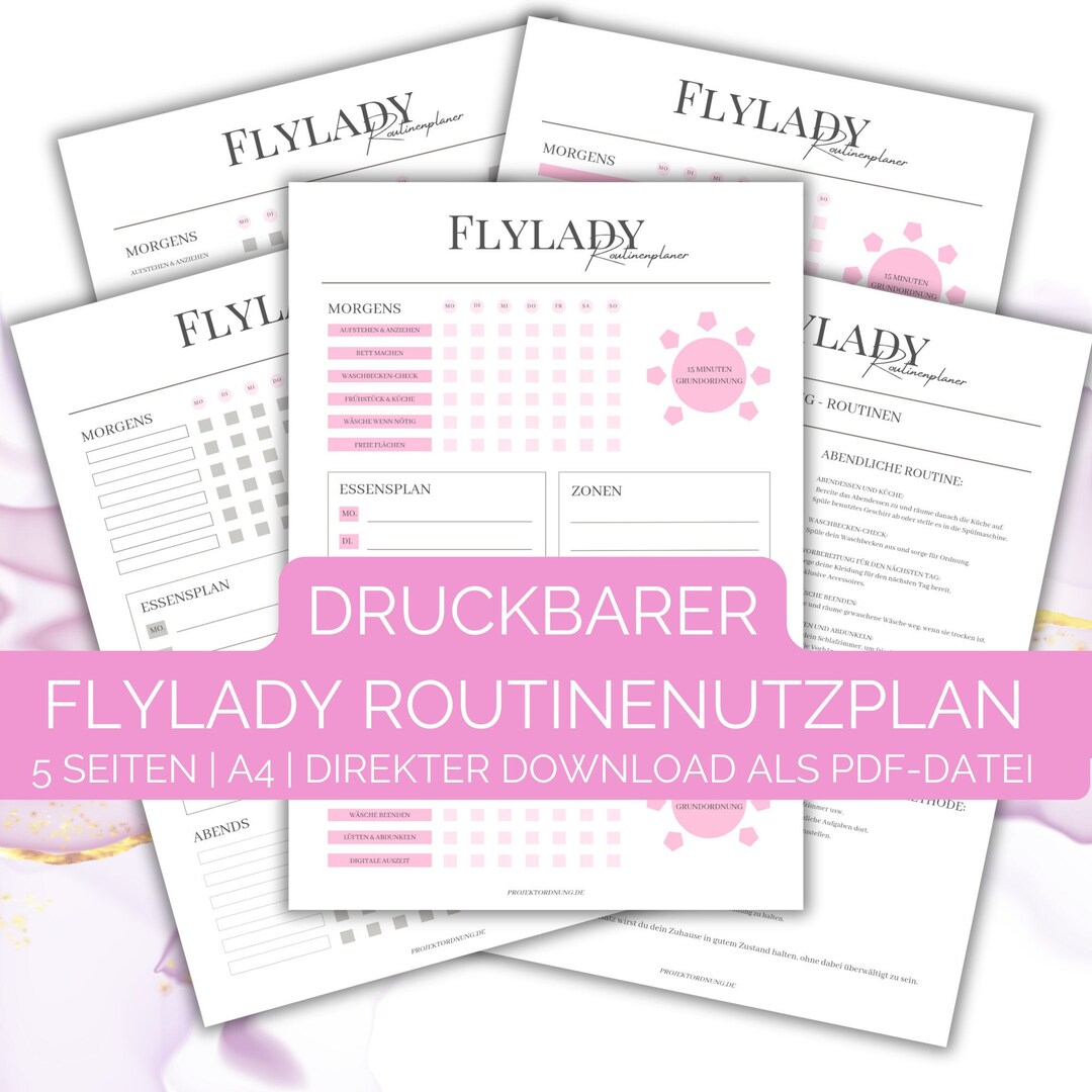 Flylady Routine Planner in Pink Instructions & Templates for Effective ...