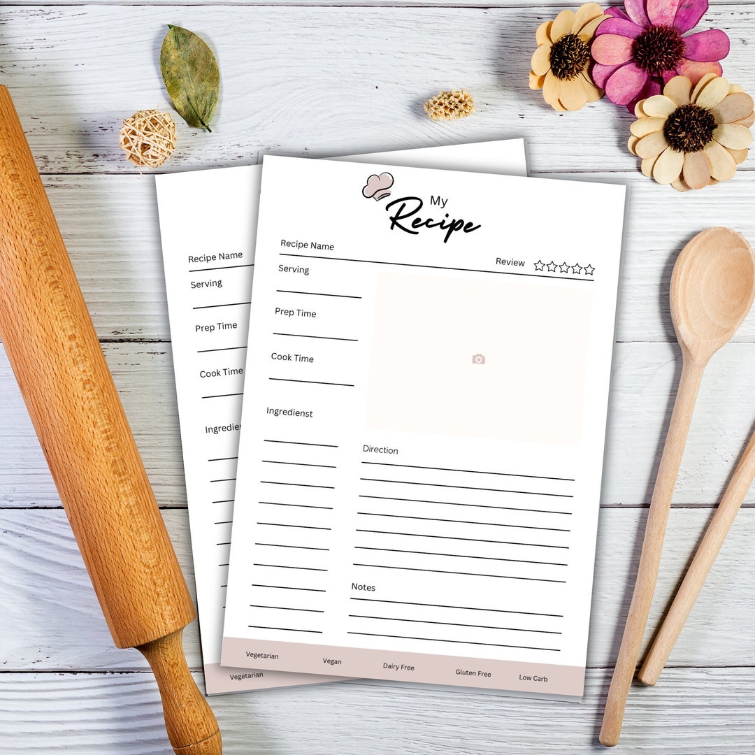 Recipe Template in DIN A4 to Write Yourself My Favorite Recipes DIY ...