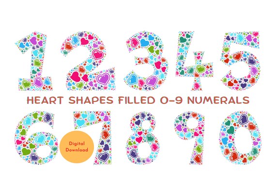 Heart Graphics Monogram Numbers Svg Png 0-9 Monogram Numbers - Etsy