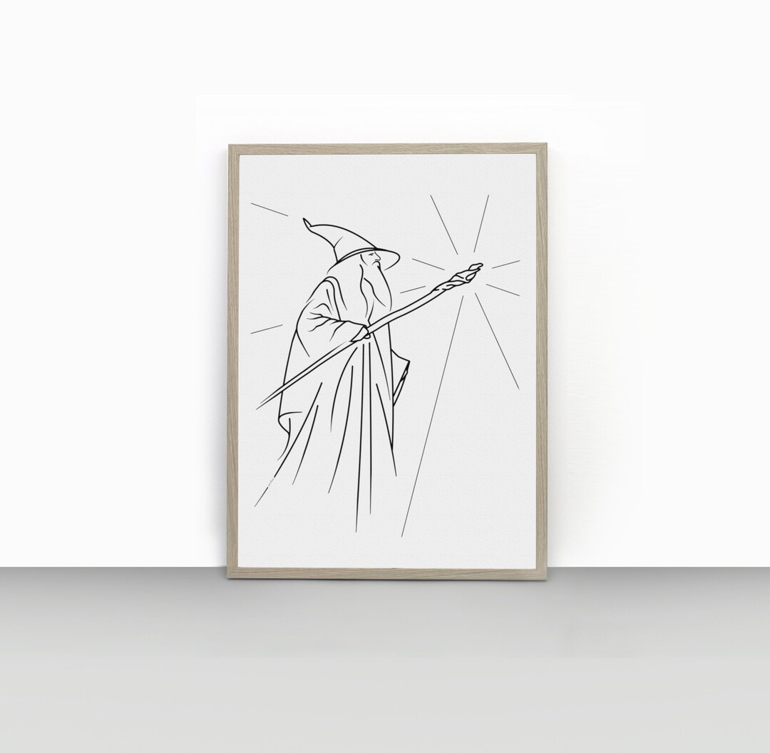 Lord of the Rings Print Gandalf Line Art Lord of the Rings Line Art ...