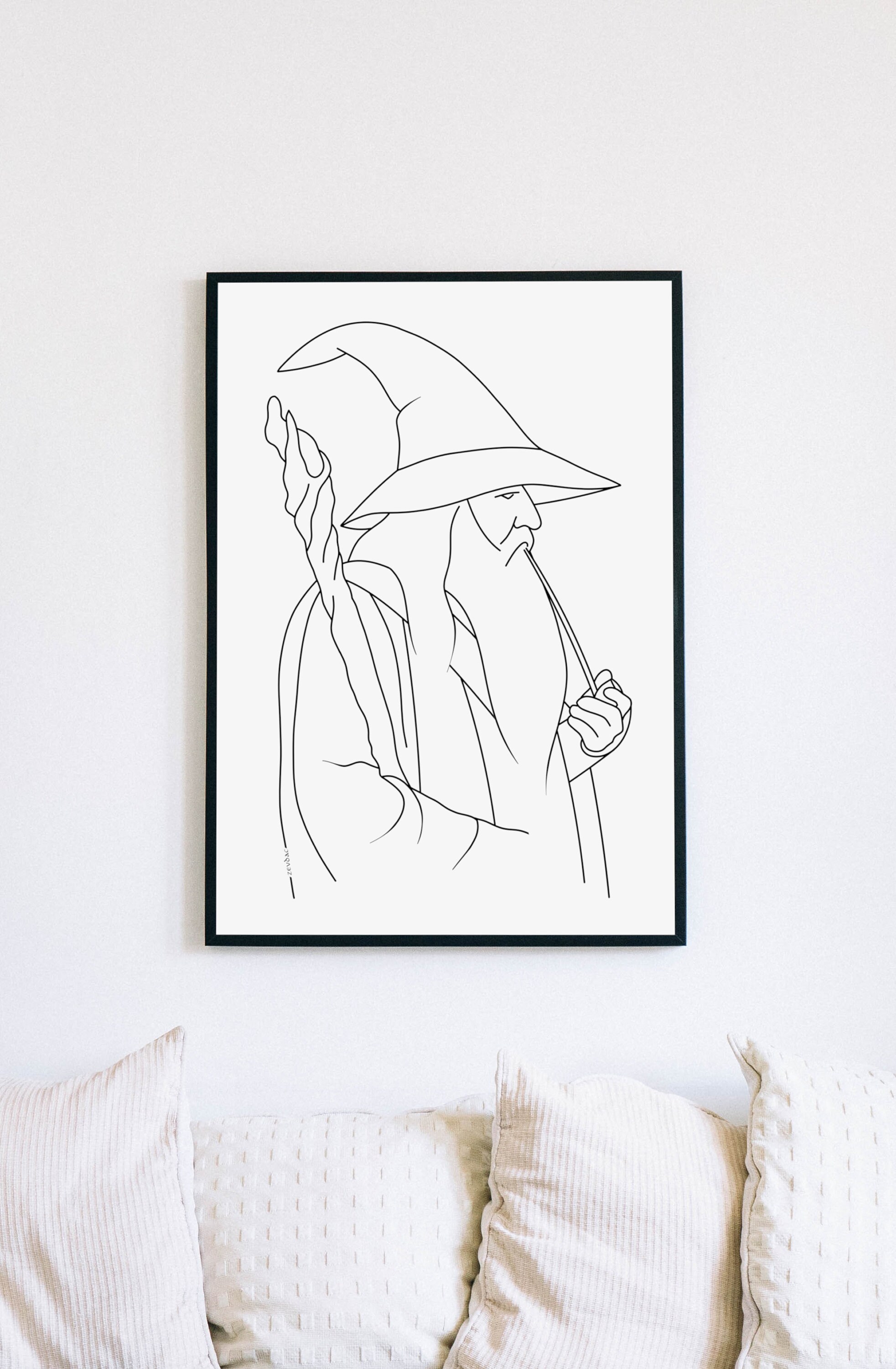 Lord of the Rings Print Gandalf Line Art Lord of the Rings Line Art ...