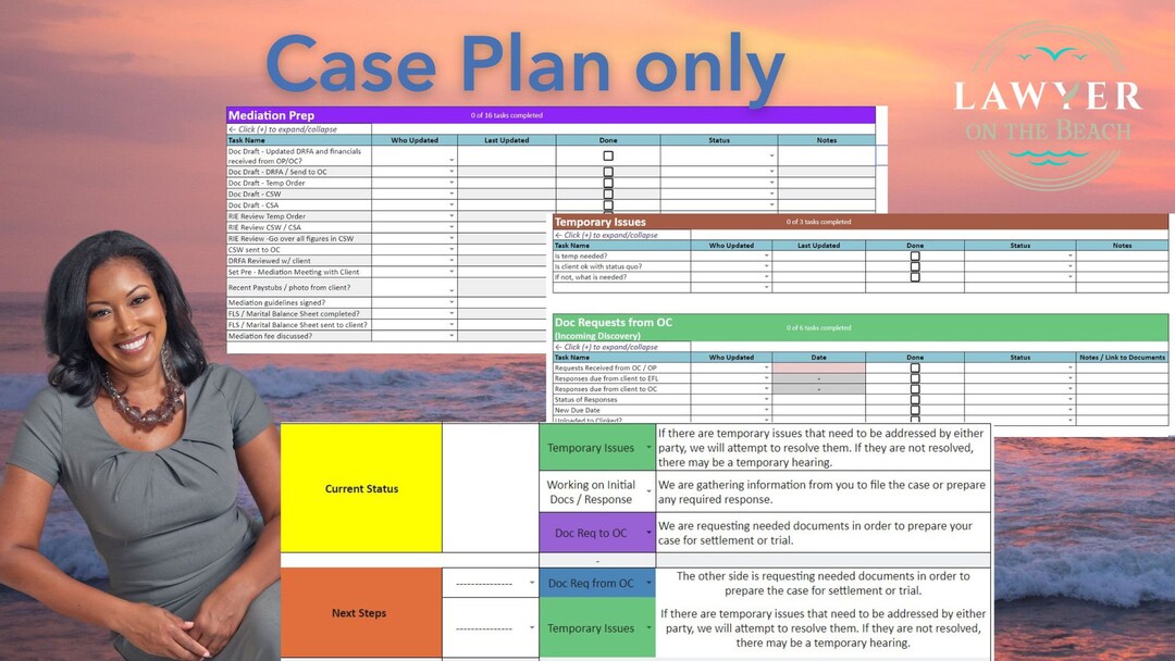 Family Law - Case Plan Only Google Sheets & Excel - Etsy