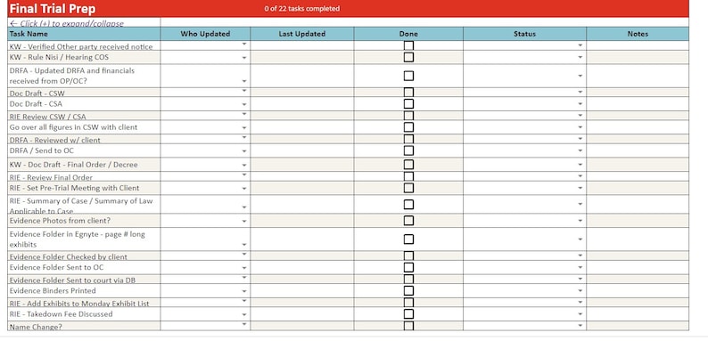 Family Law - Full Case Plan Bundle - Google Sheets & Excel - Etsy