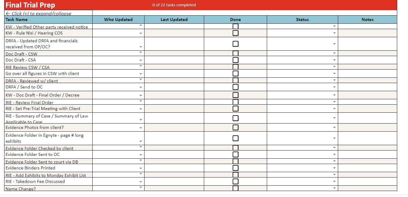 Family Law - Full Case Plan Bundle - Google Sheets & Excel - Etsy