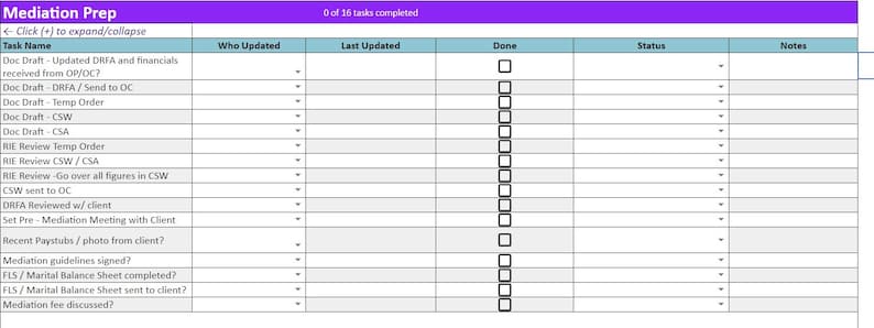 Family Law - Full Case Plan Bundle - Google Sheets & Excel - Etsy