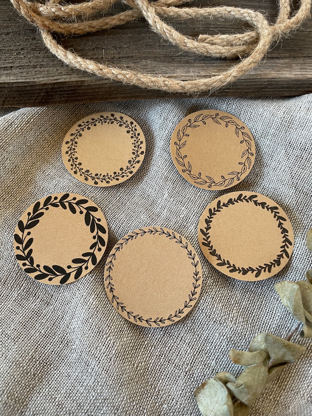Pack of 5 Gift Tags With Wreaths - Etsy