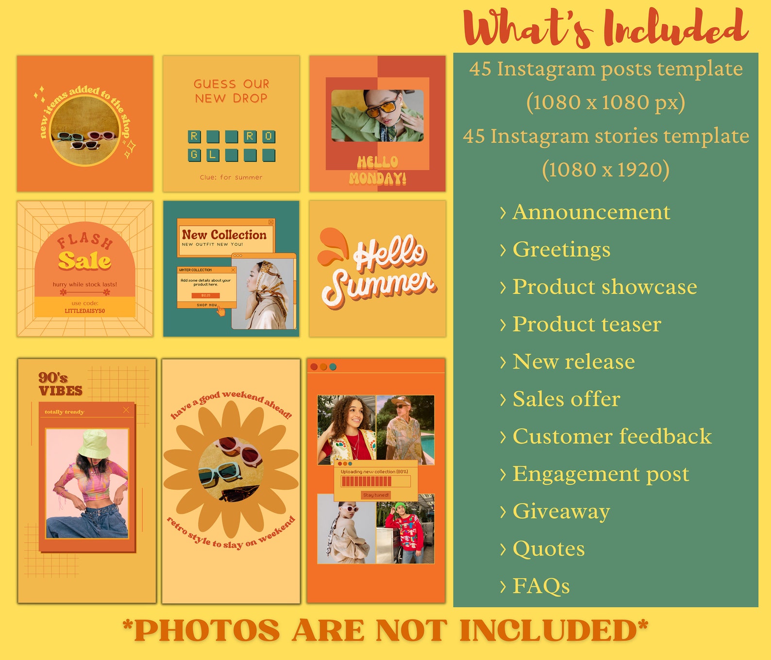 90 Instagram Post & Story Templates Canva Retro Instagram - Etsy