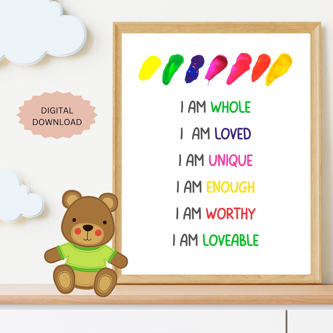 DIGITAL Positive Affirmations Wall Art Kids Playroom Wall Hanging ...