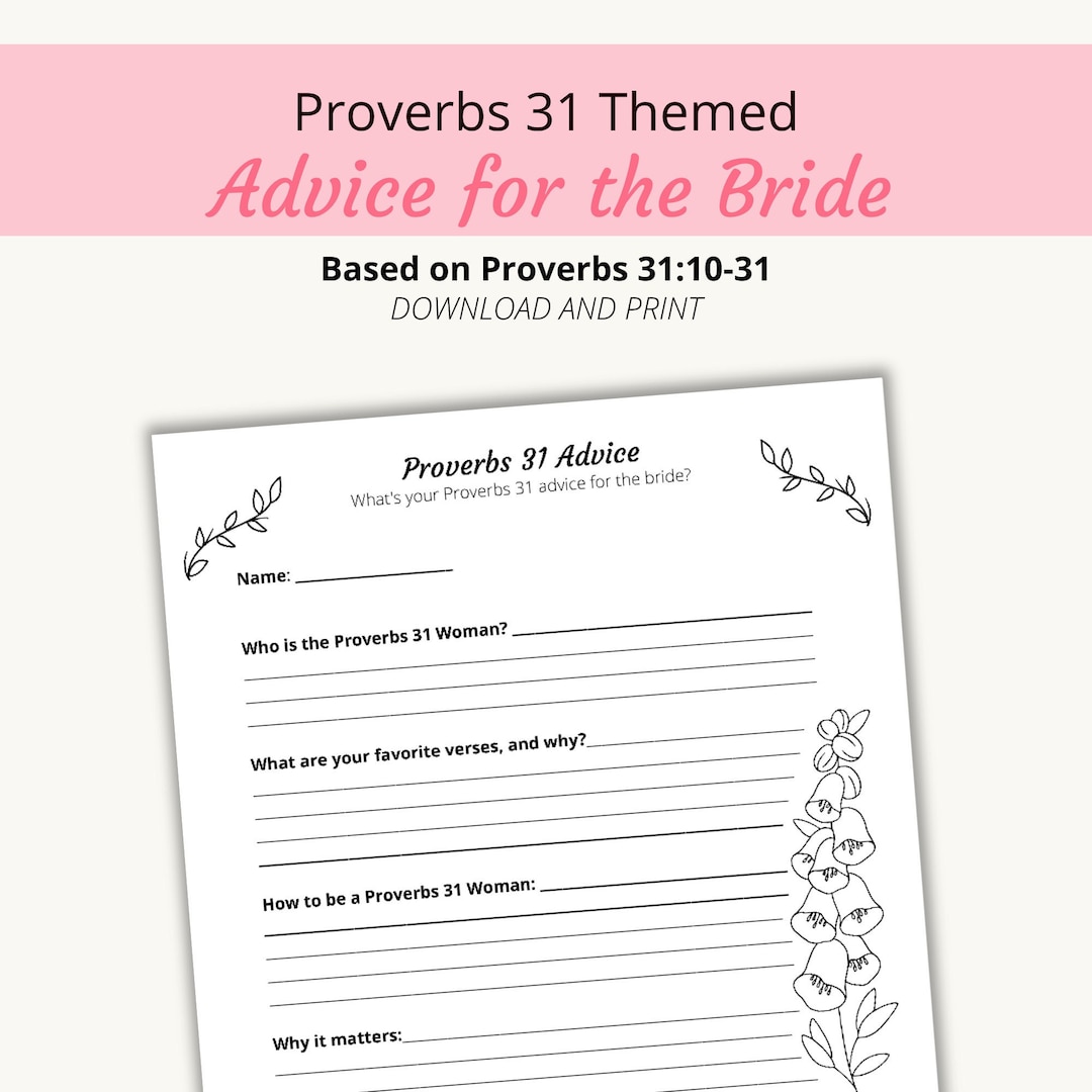 Proverbs 31 Themed Advice Sheet | Advice for the Bride | "floral and Flourish" | PDF, Letter ...