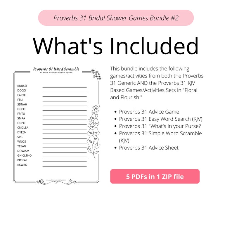 Bundle of Proverbs 31 Themed Bridal Shower Games and Activities ...