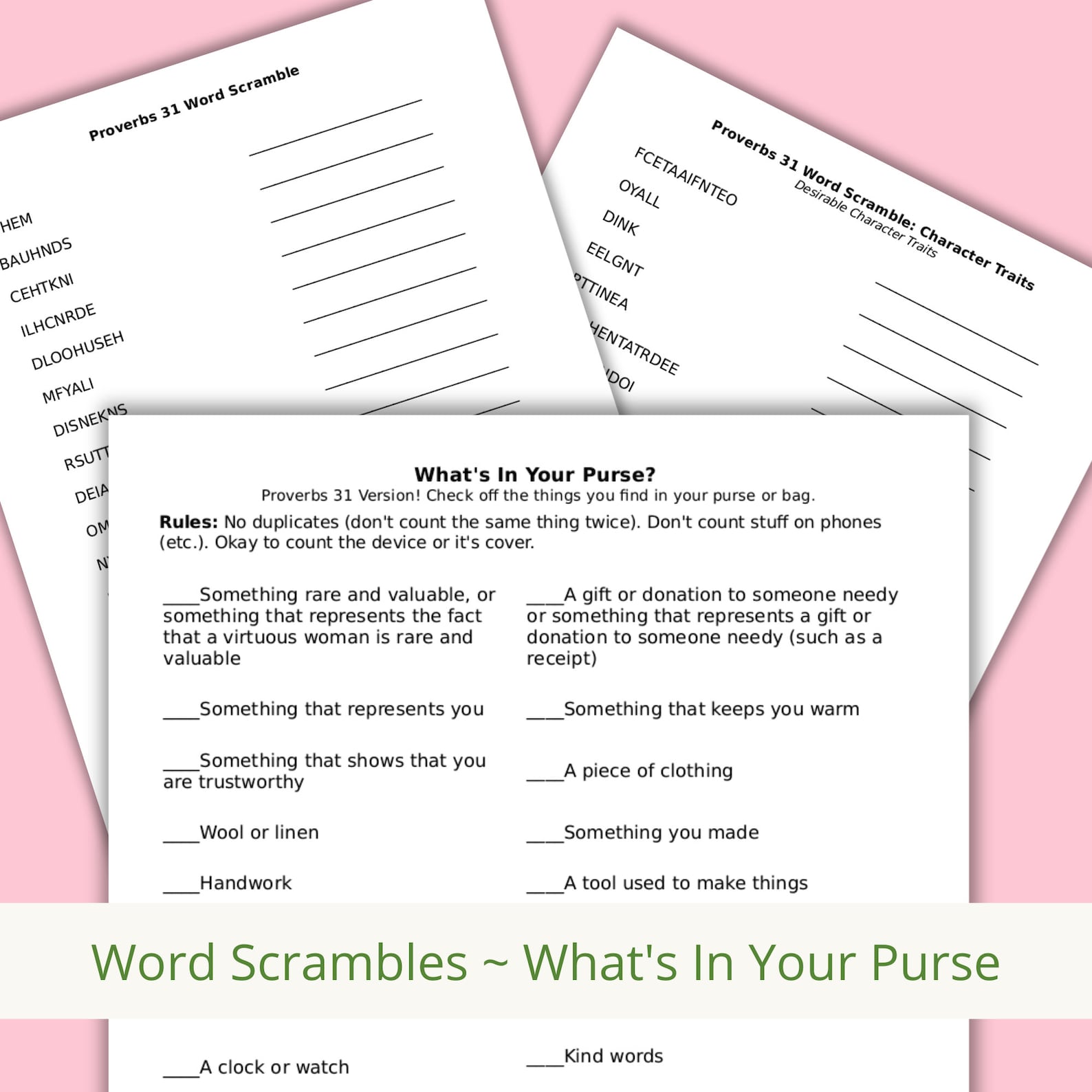 Set of Proverbs 31 Themed Printable Games and Activities for Bridal ...