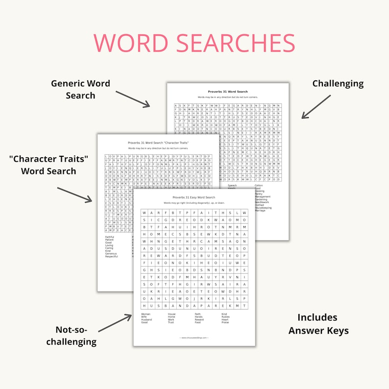 Set of Proverbs 31 Themed Printable Games and Activities for Bridal ...