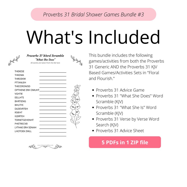 Bundle of Proverbs 31 Themed Bridal Shower Games and Activities ...