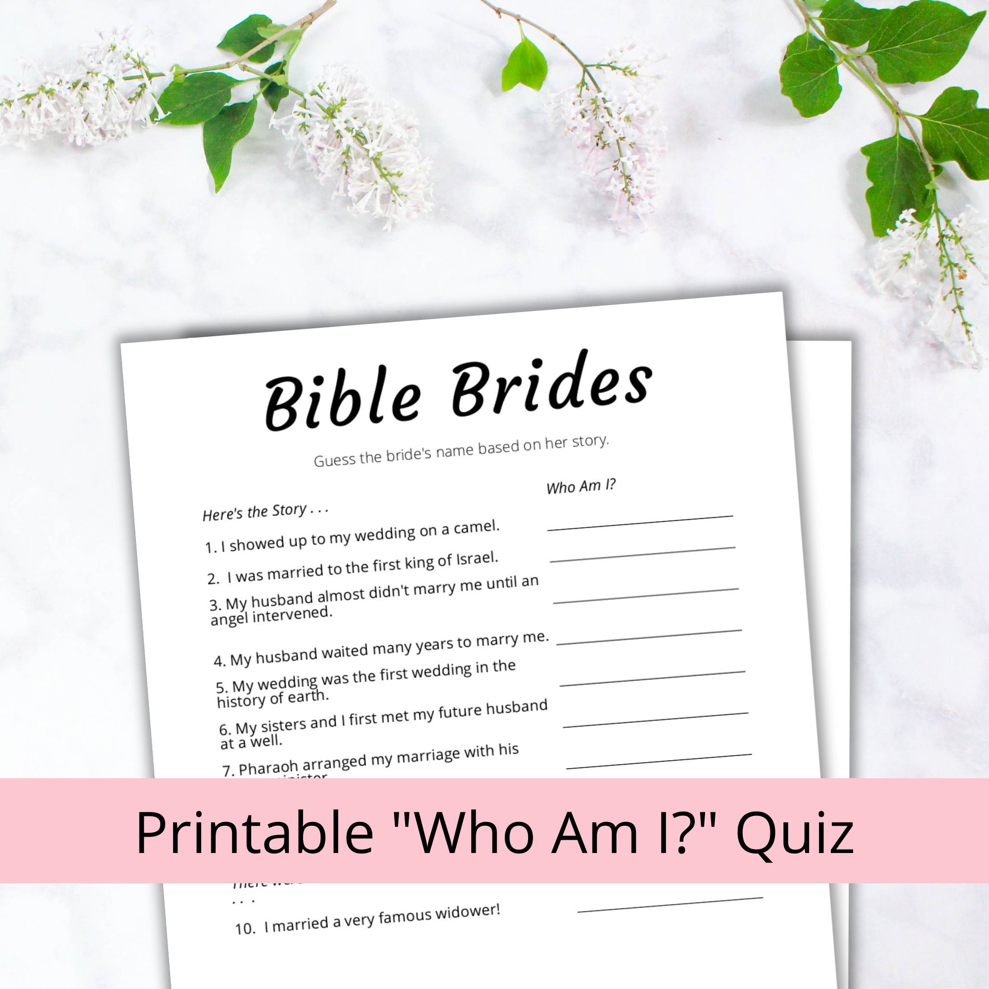 Bible Brides Quiz | Bridal Shower Printables | "minimalist" | PDF ...