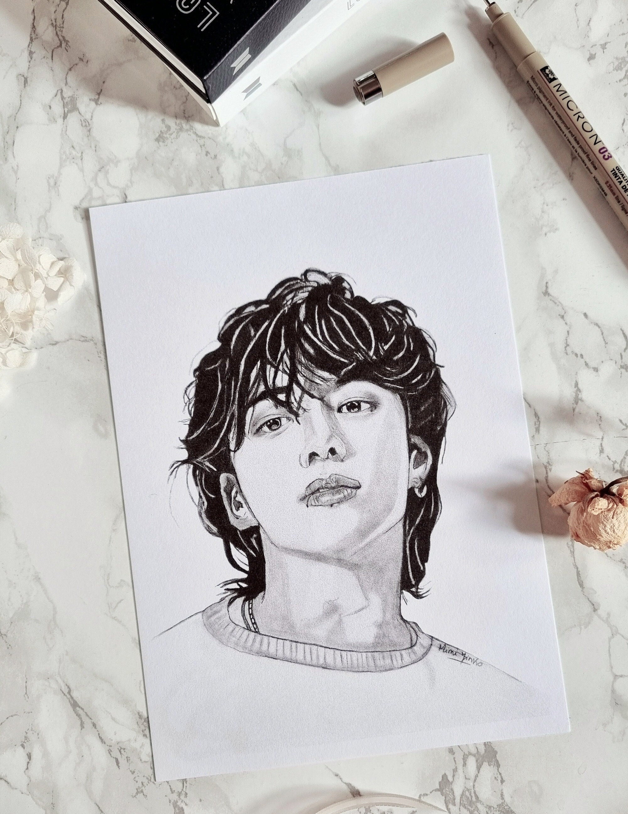 Jungkook BTS Art Print - A5 - (drawing - JK - Portrait -ARMY - Kpop) - Etsy