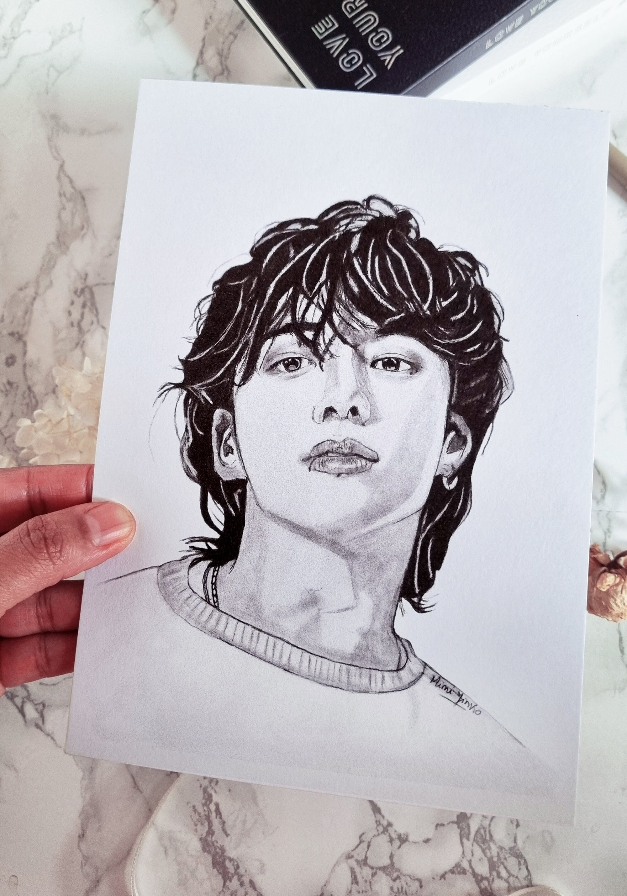 Jungkook BTS Art Print A5 drawing JK Portrait ARMY Kpop - Etsy