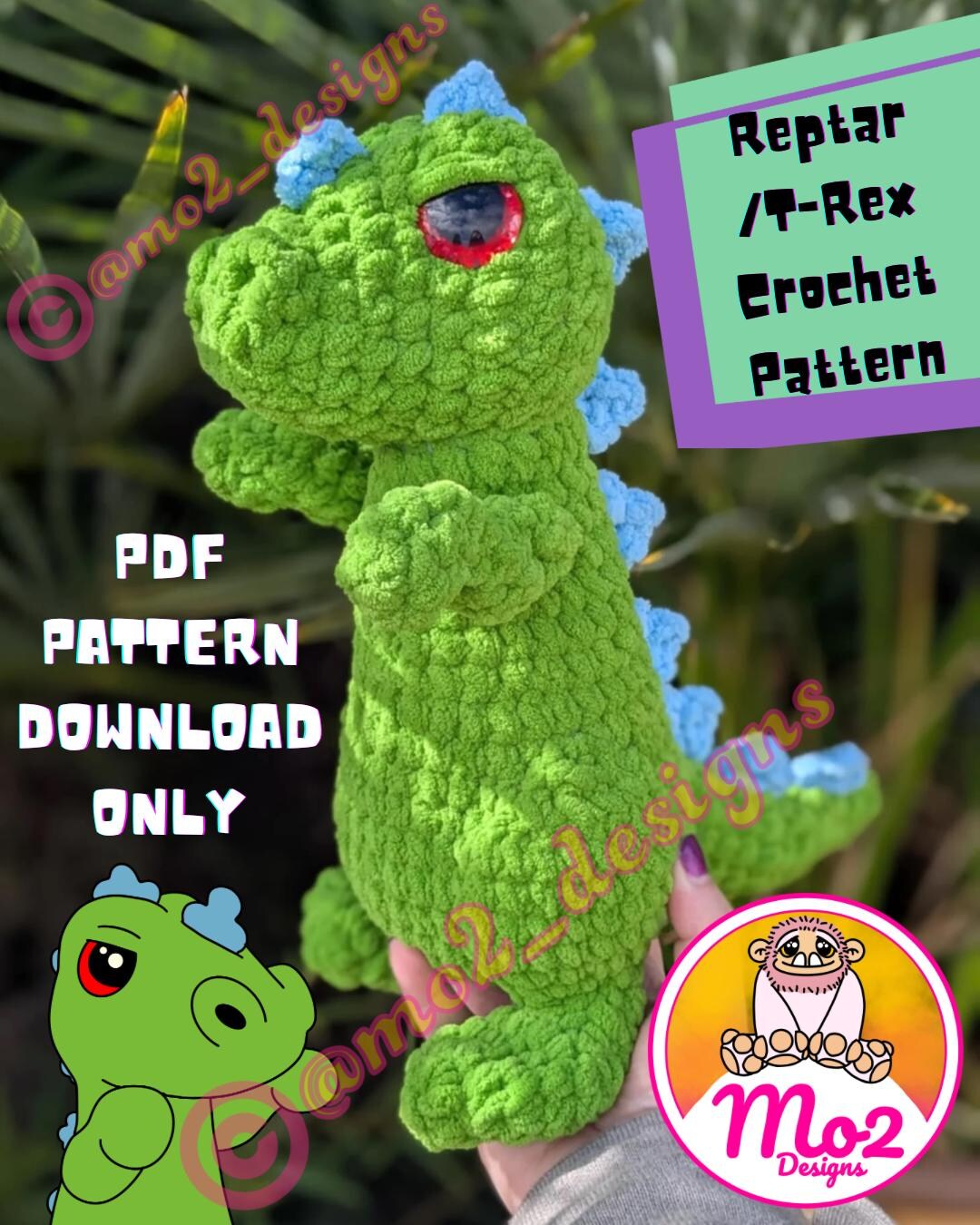 Reptar | T-rex Crochet Pattern | Amigurumi Pattern | Dinosaur ...