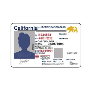 California Identity Card or Driving License - Etsy