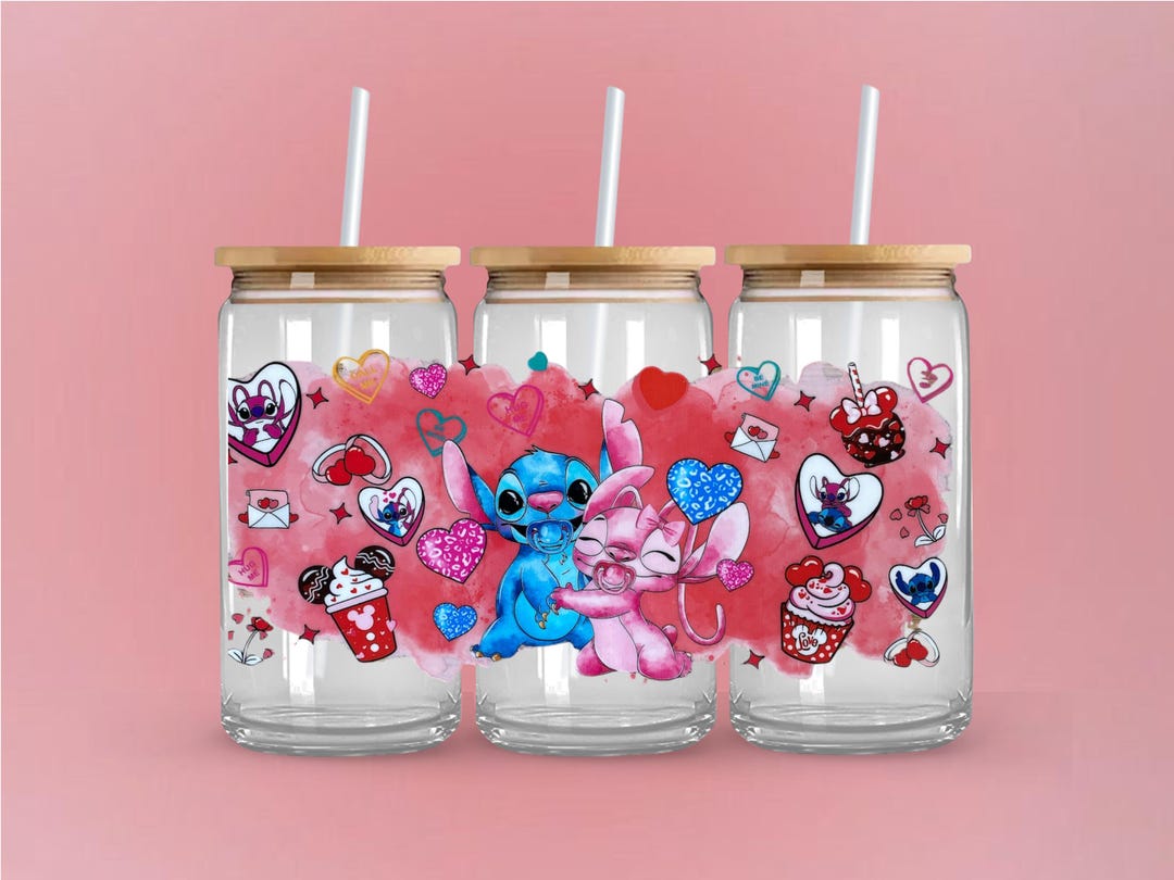 Lilo and Stitch Tumbler Iced Coffee Juice Boba Smoothie Beer Can Glass ...