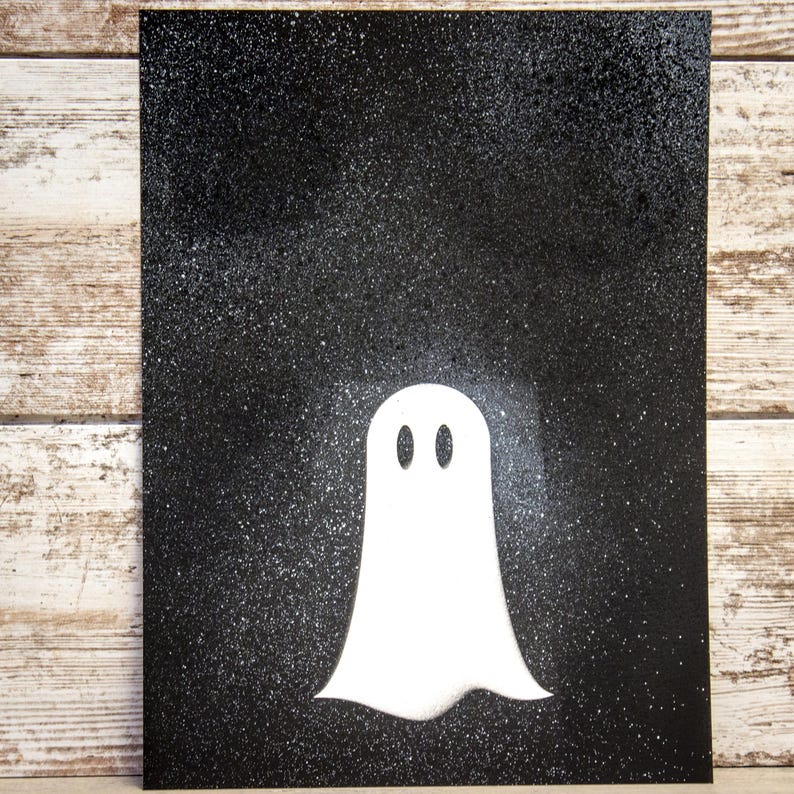 Hand-painted Ghost Art: Minimalist Halloween Decor, 11”x15” Watercolor ...