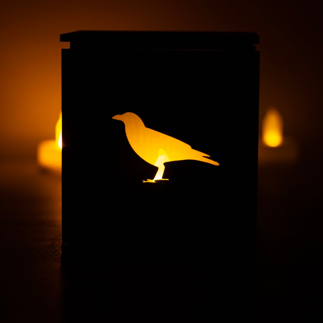 Halloween Crow Silhouette Lantern Box: Spooky Tea Light Decor - Etsy