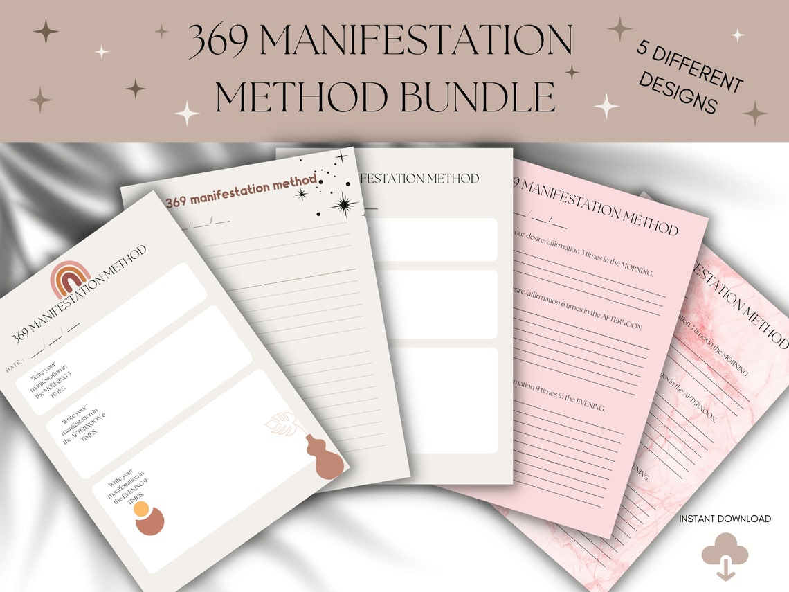 369 Manifestation Method BUNDLE Journal Worksheet Law of - Etsy