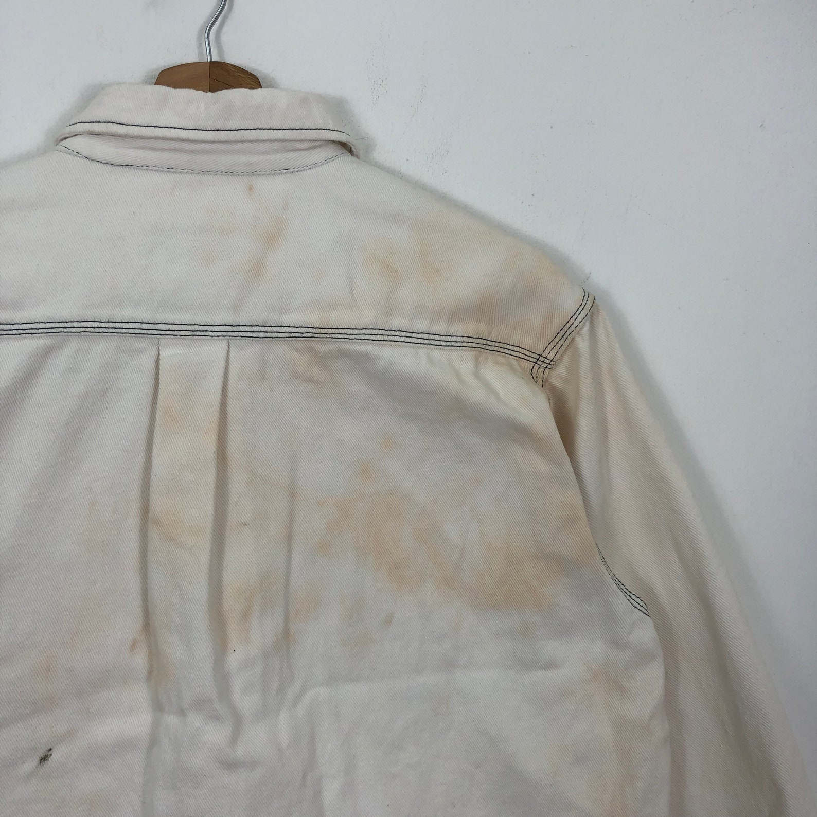 Vintage CARHARTT WORK in PROGRESS Chore Denim Dirty Jacket - Etsy