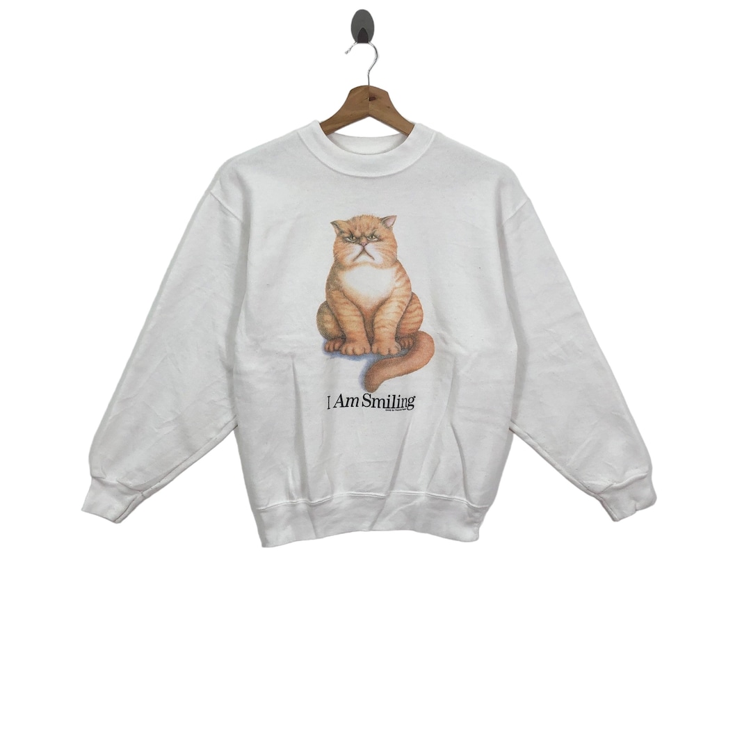 Vintage 90s CAT GRAPHIC I Am SMILING Made in Usa Sweatshirt - Etsy