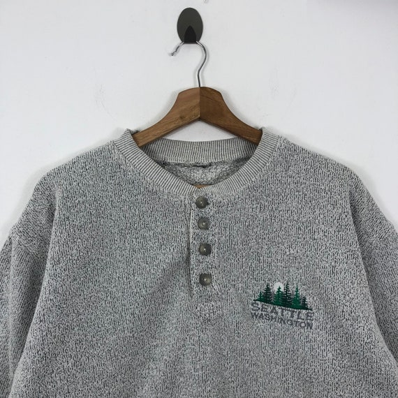 Vintage SEATTLE WASHINGTON USA Half Button Sweatshirt - Gem