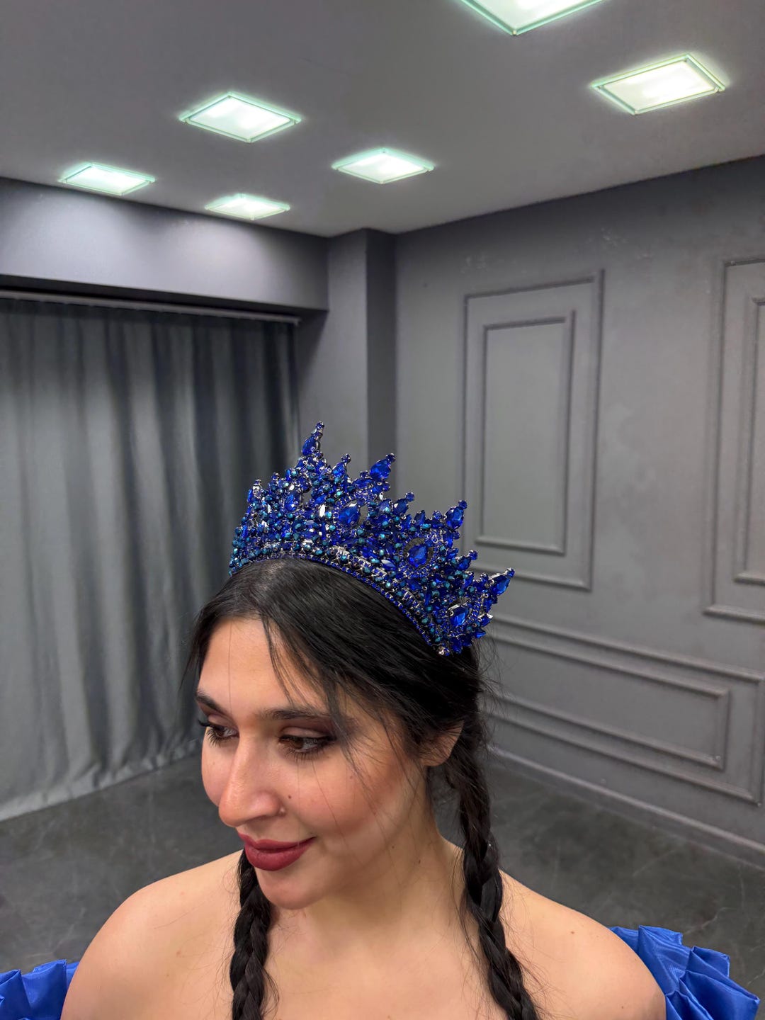 Royal Blue Quinceanera Crown, Bridal Tiara, Wedding Crown, Royal Blue ...