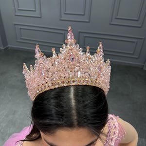 Pink Gold Quinceanera Crown, Bridal Tiara, Wedding Crown, Pink Crown, Wedding Tiara ...