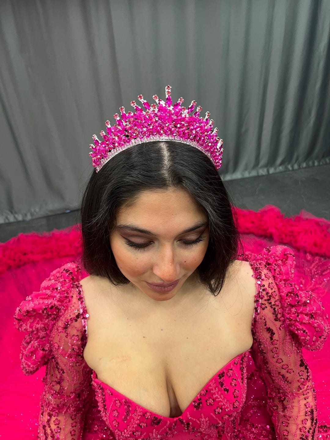 Fuchsia Quinceanera Crown, Bridal Tiara, Wedding Crown, Fuchsia Crown, Wedding Tiara ...