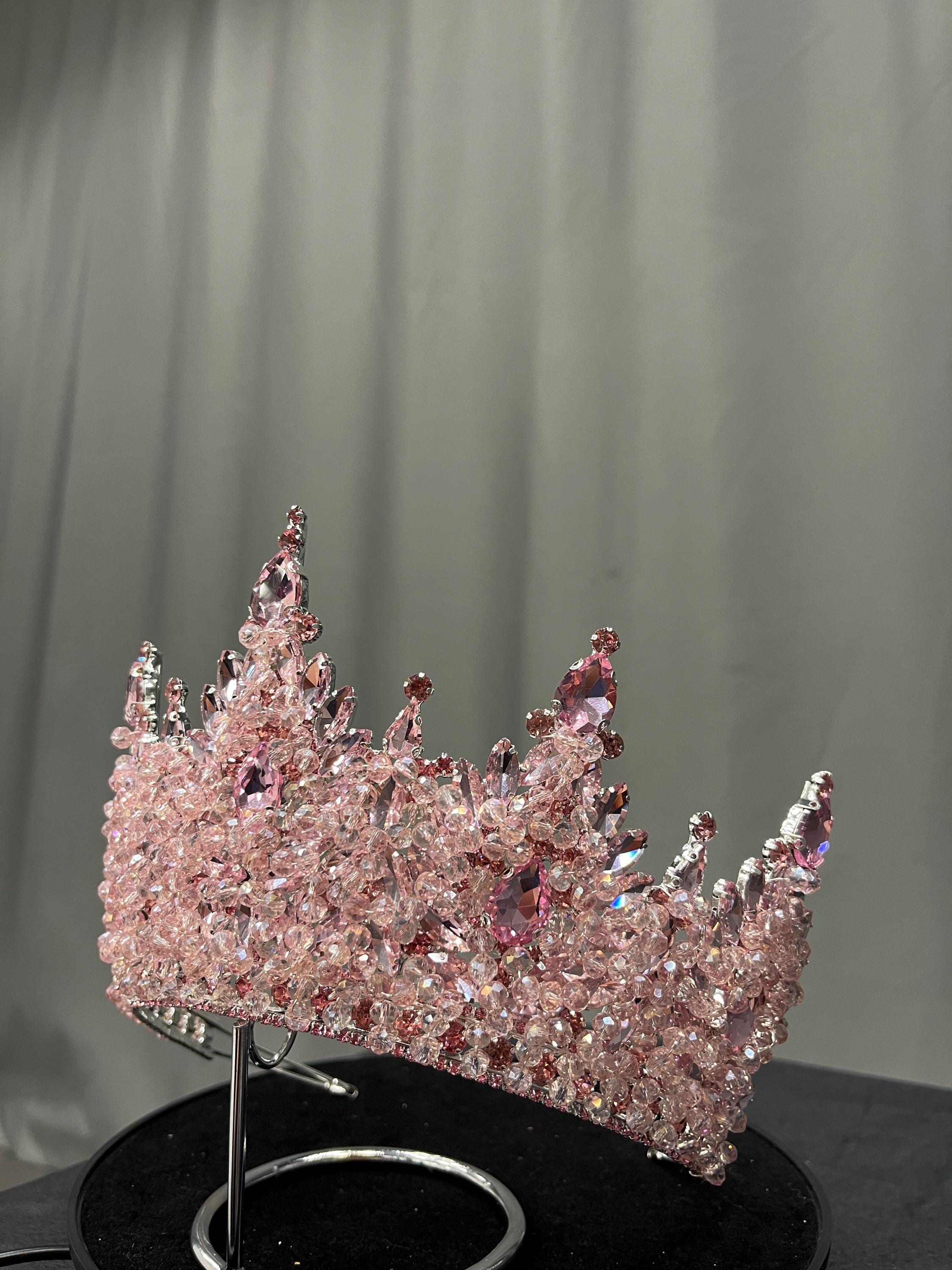 Pink Crystal Quinceanera Crown: Bridal Wedding Tiara - Etsy