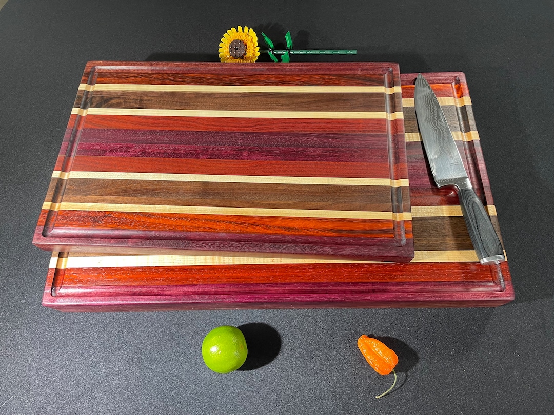 Exotic Wood Cutting Board: Handmade Purpleheart, Padauk, Maple, Walnut ...
