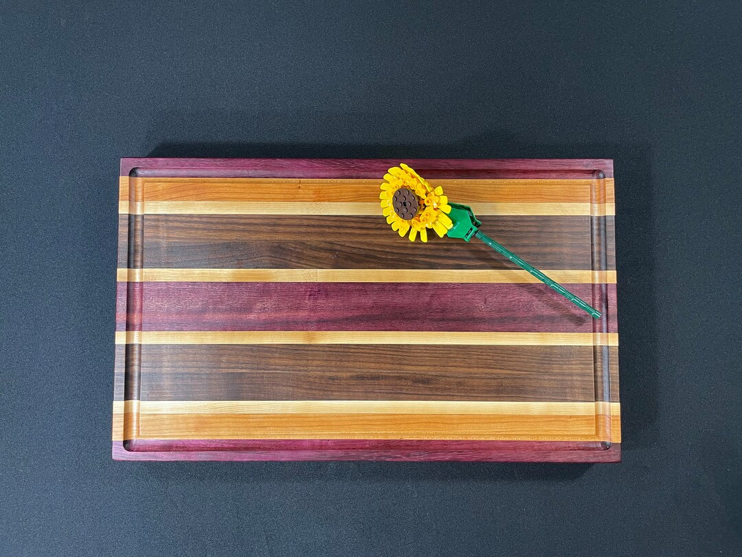 Handmade Exotic Wood Cutting Board: Purpleheart, Cherry, Maple, Walnut ...