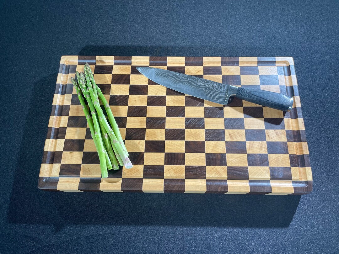 End Grain Cutting Chopping Butcher Board Chess Board Maple Walnut - Etsy