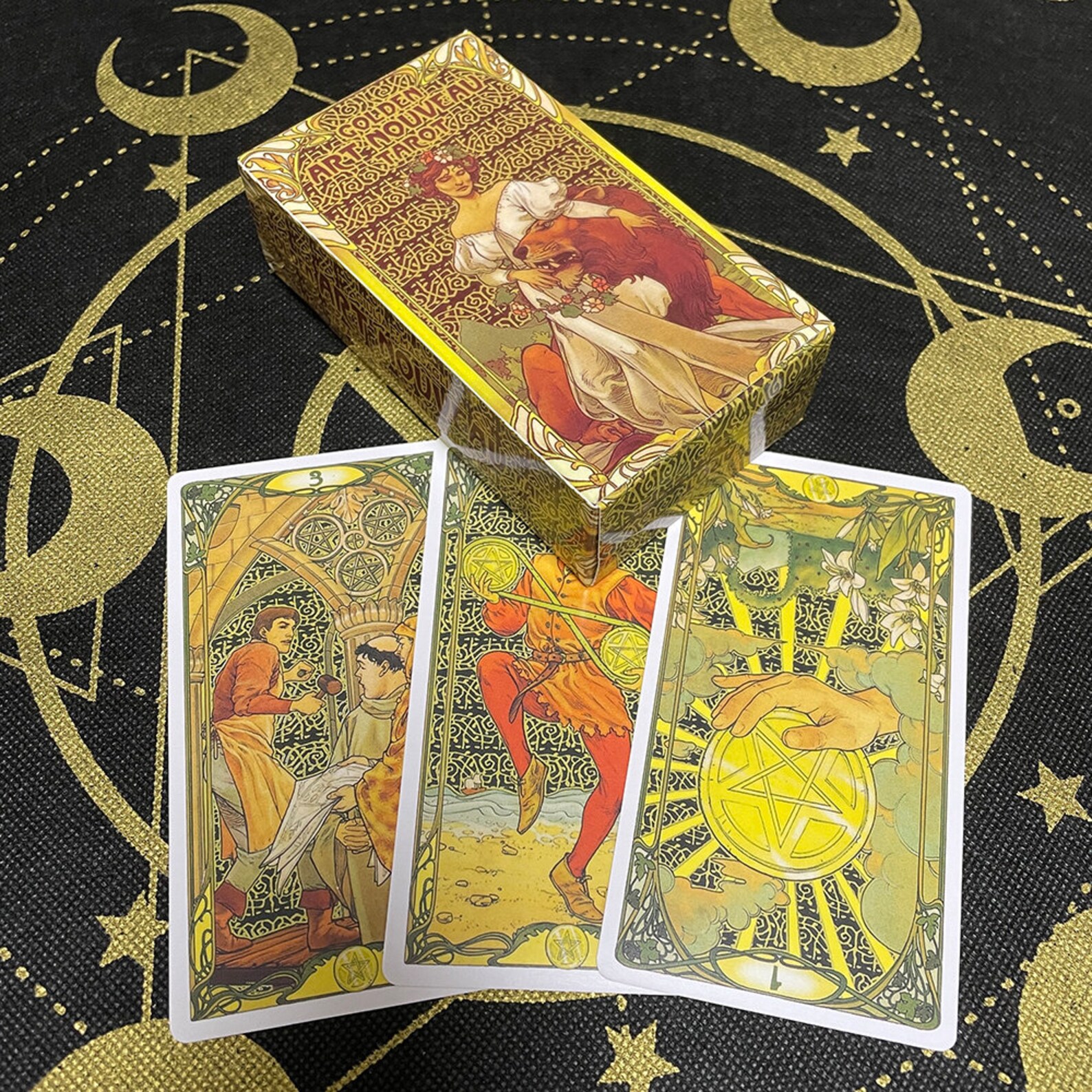 Golden Art Nouveau Tarot Cards Tarot Reading Deck For Etsy