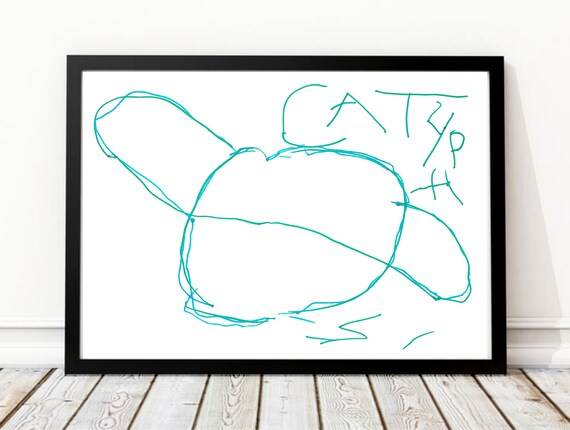 Saturn Cartoon Drawing in Cyan Solar System Drawing Planet - Etsy