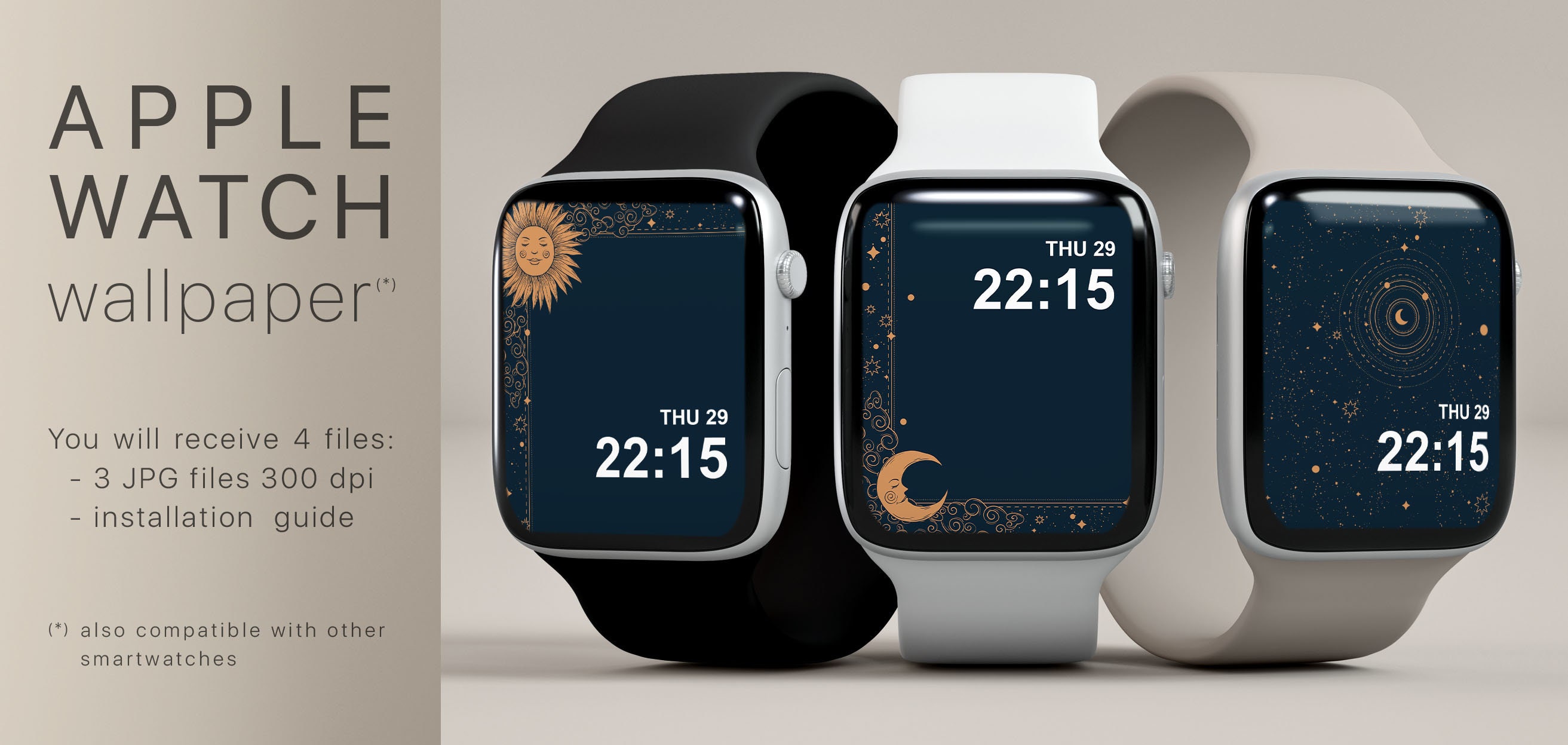 Sun and Moon Apple Watch Wallpaper, Celestial Apple Watch Face, Tarot ...