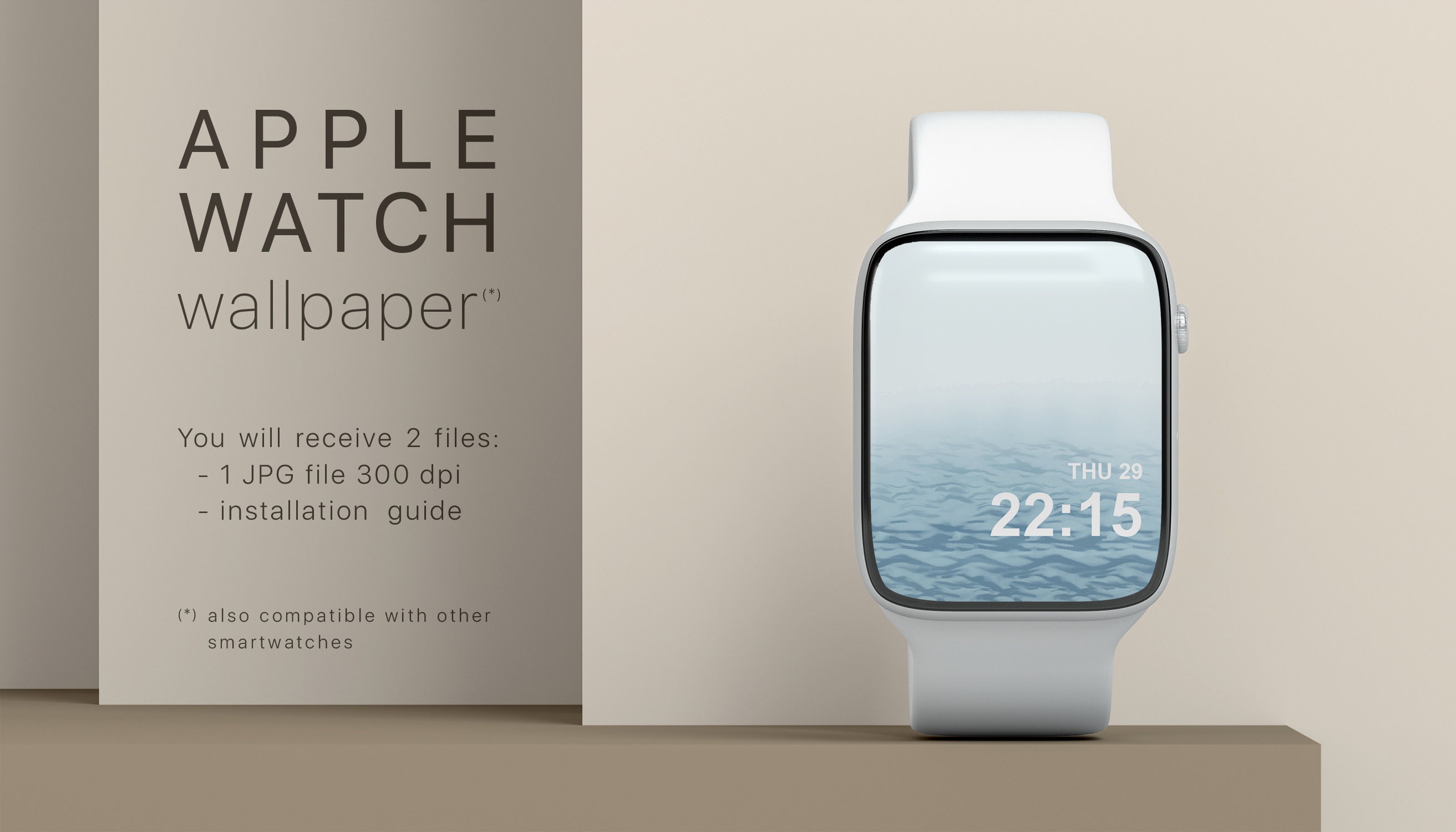 Blue Apple Watch Wallpaper Misty Sea Waves Watch Background Neutral ...