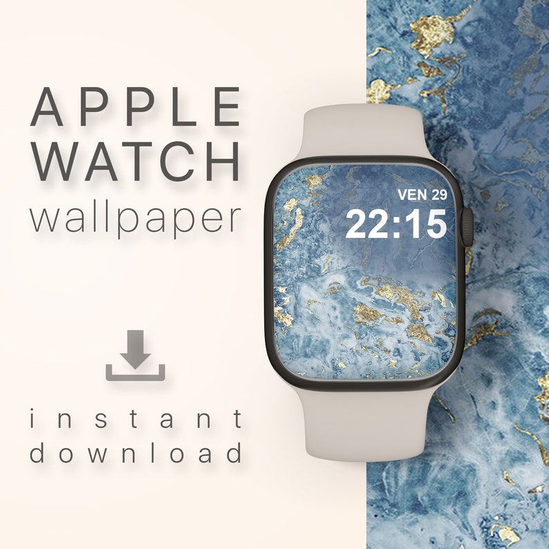 Elegant Apple Watch Face Wallpaper Blue Gold Marble Texture Smartwatch ...