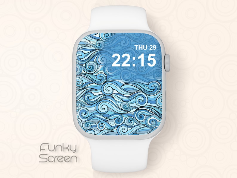 Waves Smartwatch Wallpaper Blue Swirl Apple Watch Face Art Design ...