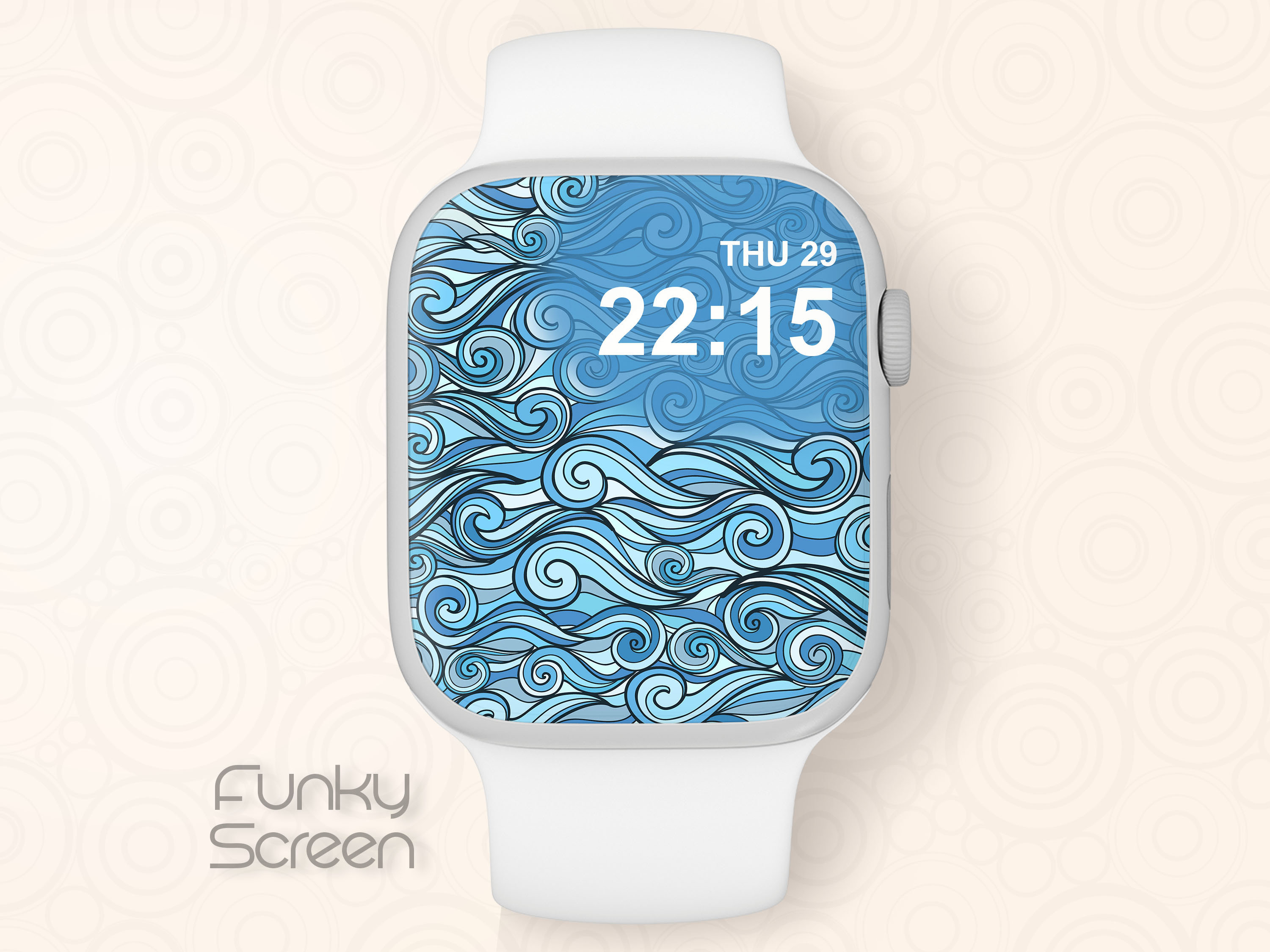 Waves Smartwatch Wallpaper Blue Swirl Apple Watch Face Art Design ...