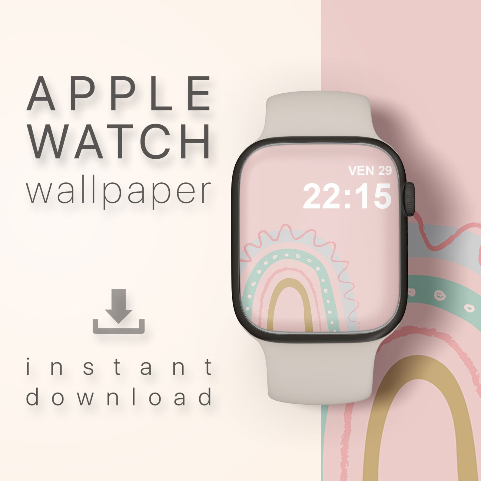 Rainbow Apple Watch Face Wallpaper Pink Apple Watch Wallpaper Boho ...