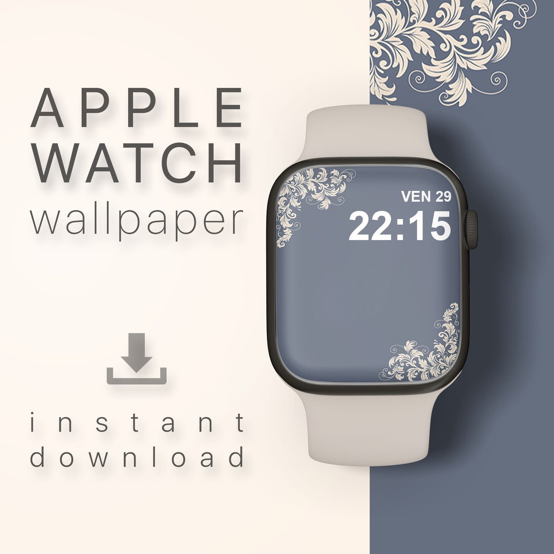 Watch Wallpaper Apple Watch Face Art Nouveau Floral Ornate Background ...